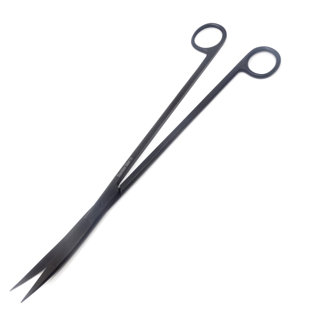 Aquascaping Tool Stainless Steel 12" Curved Blade Long Narrow Scissors ...