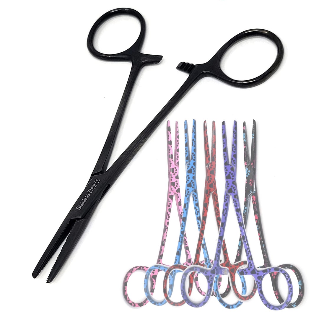 Hemostat Forceps Straight Nose Clamps 5.5" Serrated Jaws Black Coated ...