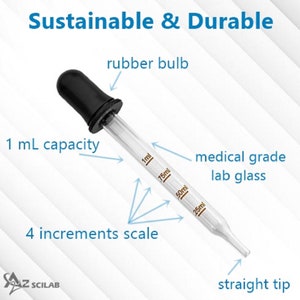 Clear Graduated Pipette Glass Droppers Set of 20 Pcs 1ml, Reusable ...