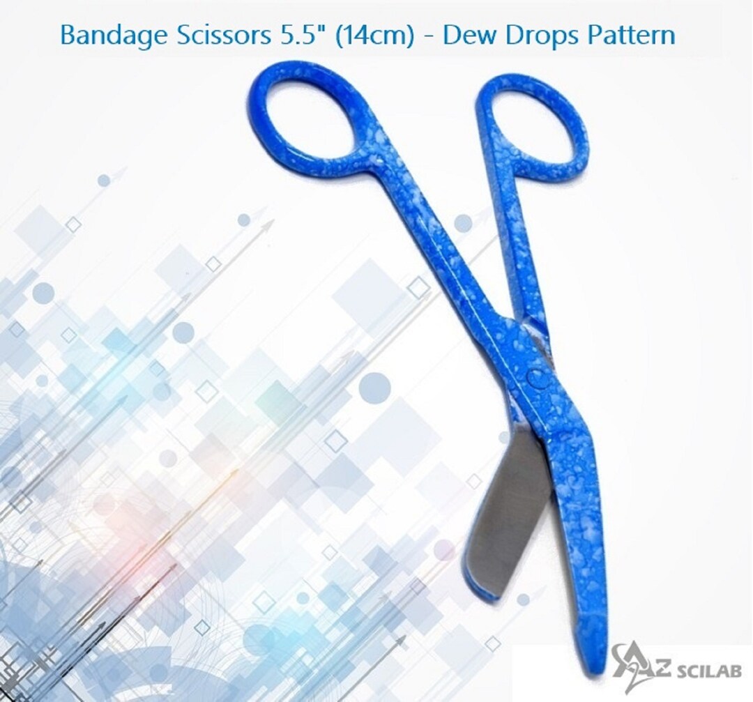 Blue Dew Drops Pattern Bandage Scissors 5.5" (14cm) for Nursing School ...