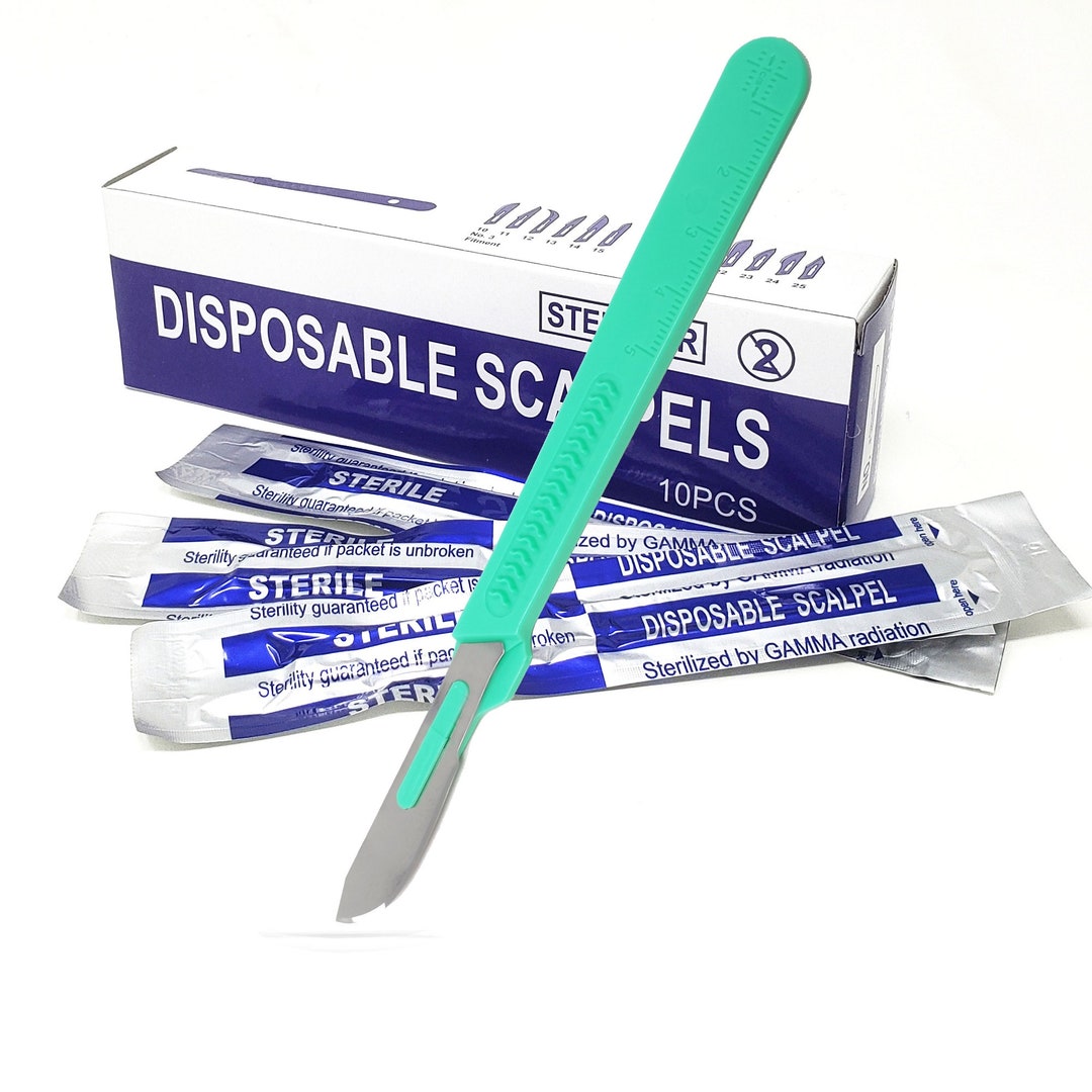 Disposable Scalpels #22 Carbon Steel Blades Box of 10 Pcs for Crafting ...