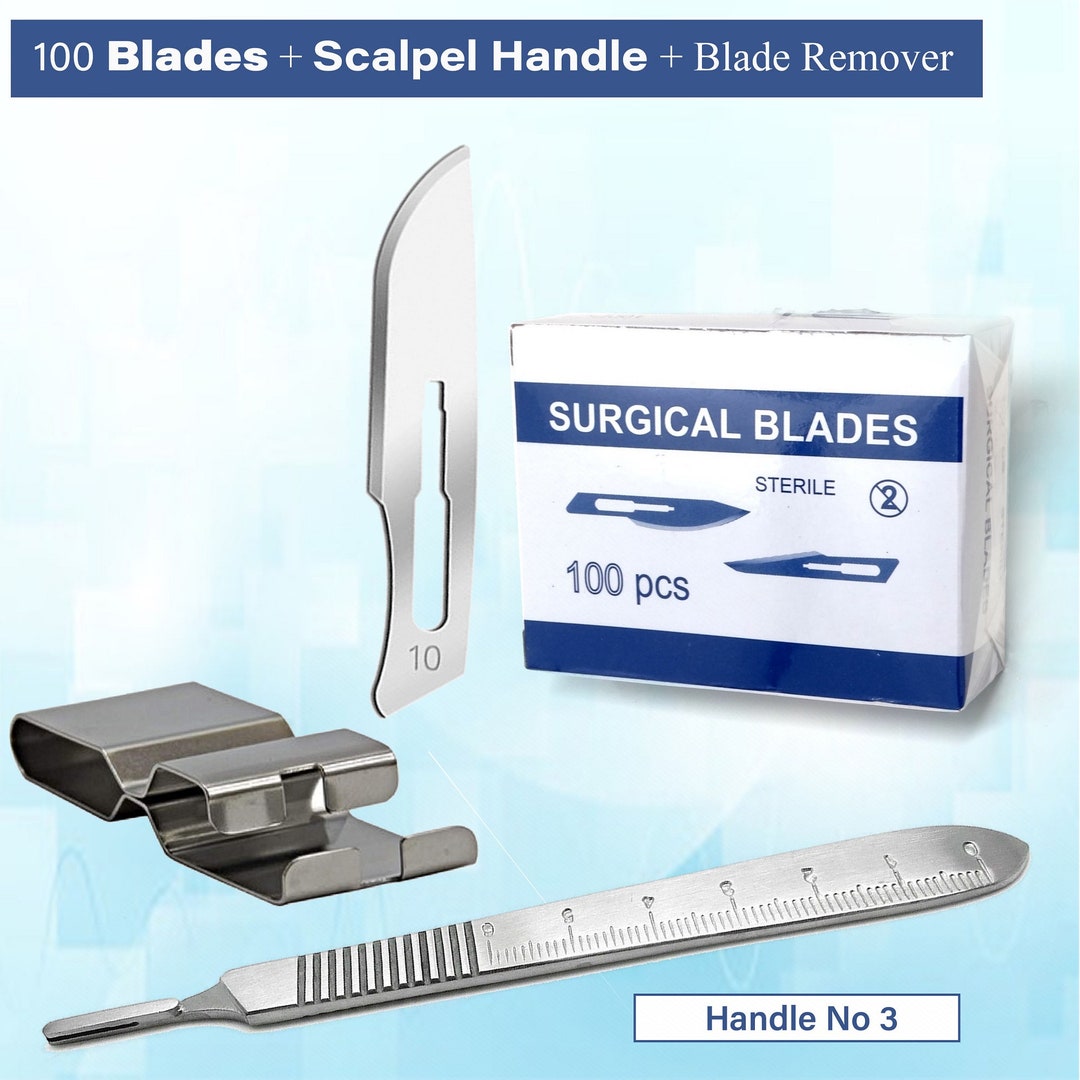 Dermaplane Tool - Box of 100 Counts Carbon Steel Blades #10 + Graduated ...