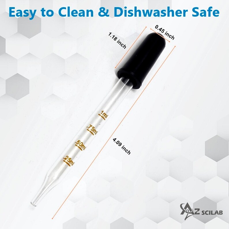 Reusable Glass Pipettes Set of 17 Pcs With Rubber Blubs Graduated ...