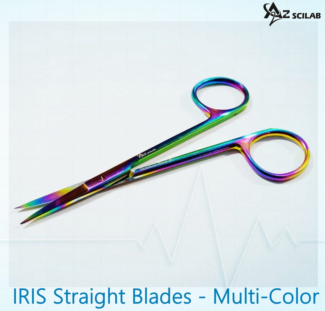 Rainbow Titanium Color Facial Hair & Grooming 4.5" Straight Scissors ...