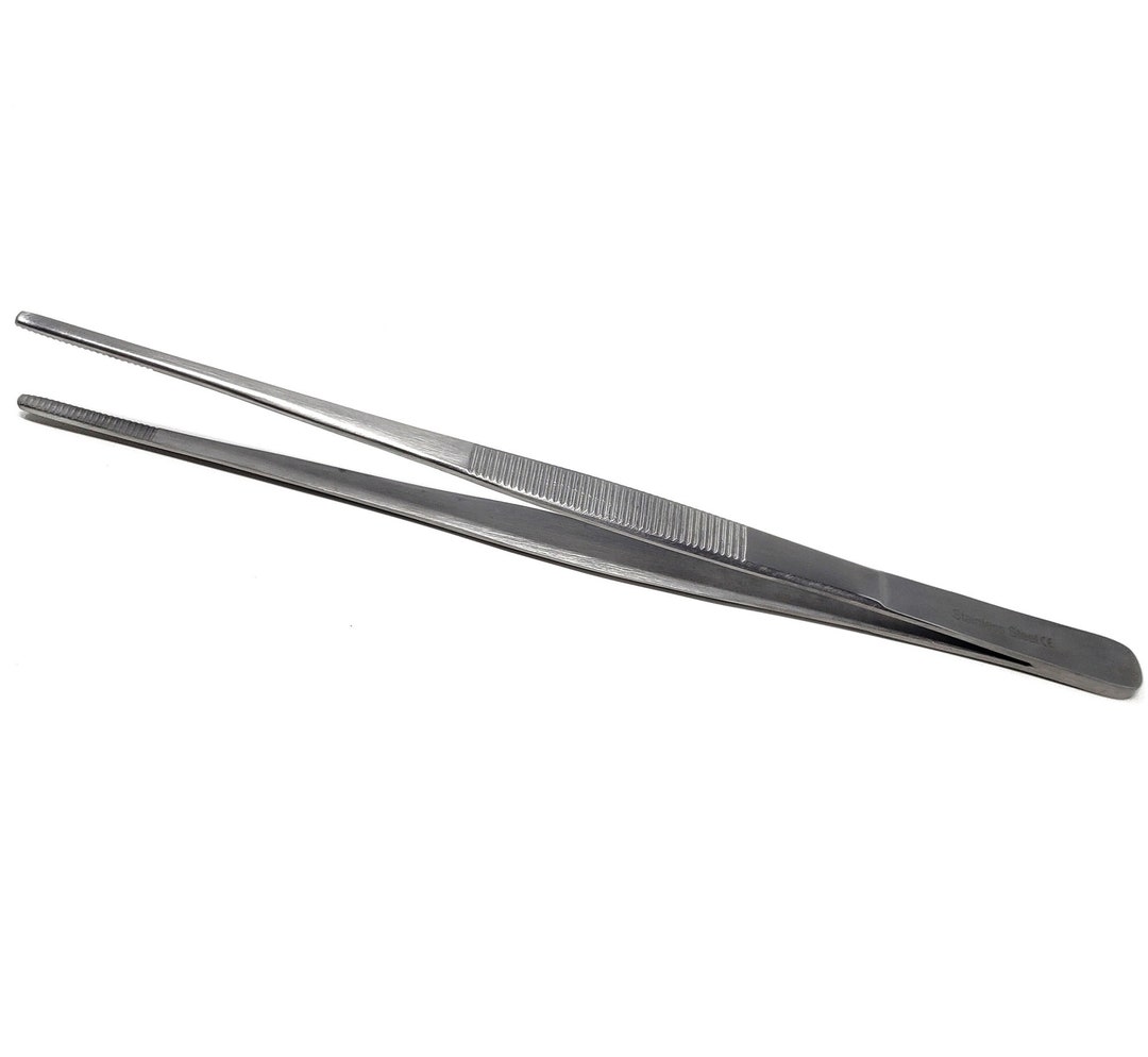 8" Stainless Steel Horticultural Forceps Dressing Tweezers Serrated ...