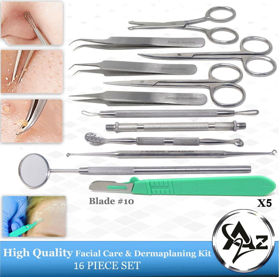 Dermaplane Kit for Skin Care Comes With Pimple Blemish Remover, Mirror ...