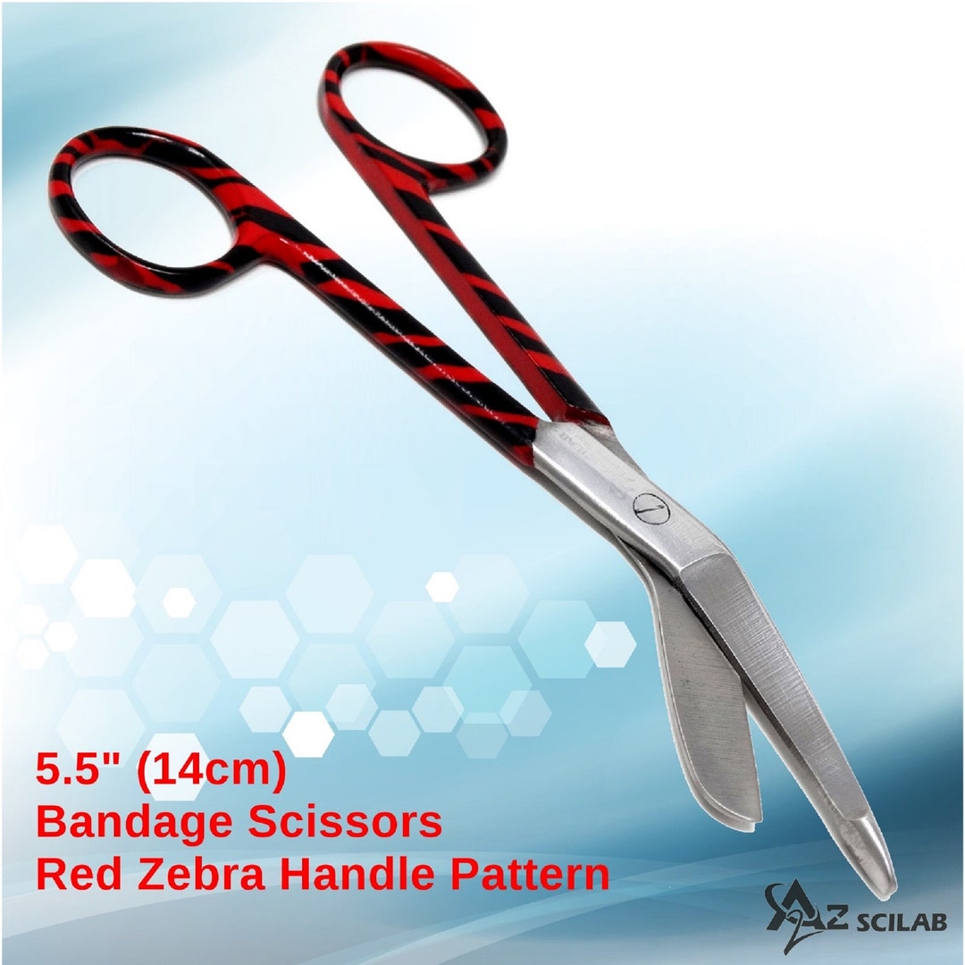 Red & Black Zebra Handle Pattern Bandage Scissors 5.5 14cm for Doctor ...