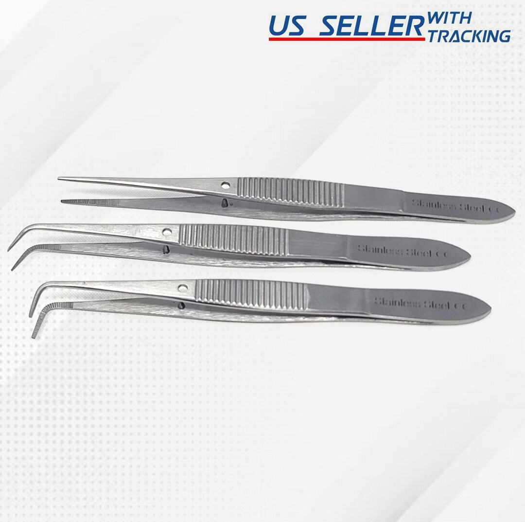 Mini Tweezers Set for Precision Applicators 4" Stainless Steel Pincers ...