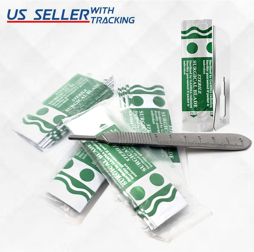 Pack of 10 #16 Blades + Scalpel Handle No.3 Dermaplaning Skin Care ...