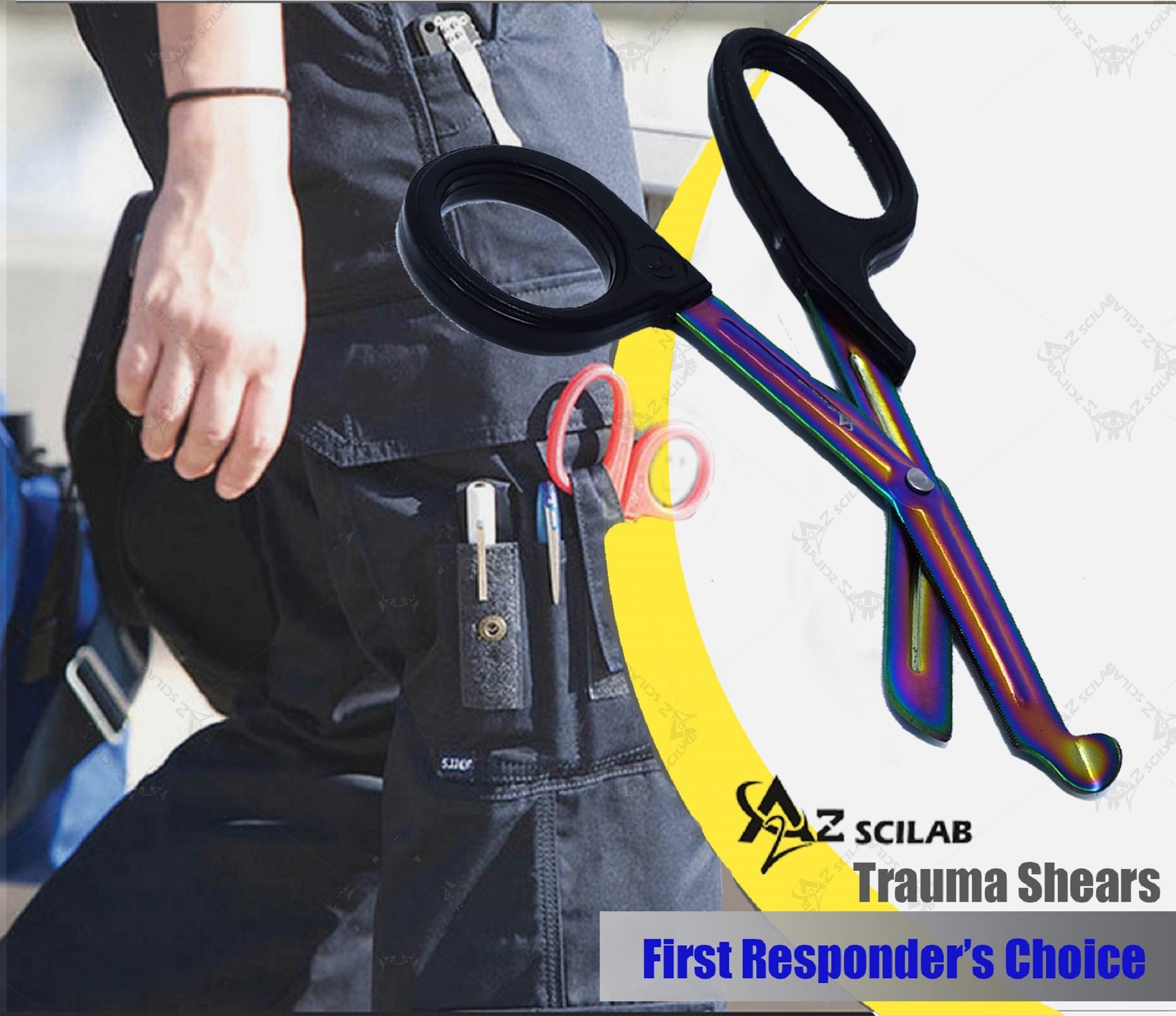 Black Handle With Multi Rainbow Color Blade Trauma Shears - Etsy