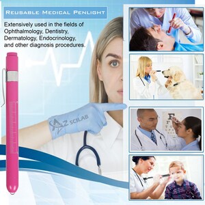 Pink Penlight + 4.5" Multi Rainbow Color Bandage Scissors for Nurses ...