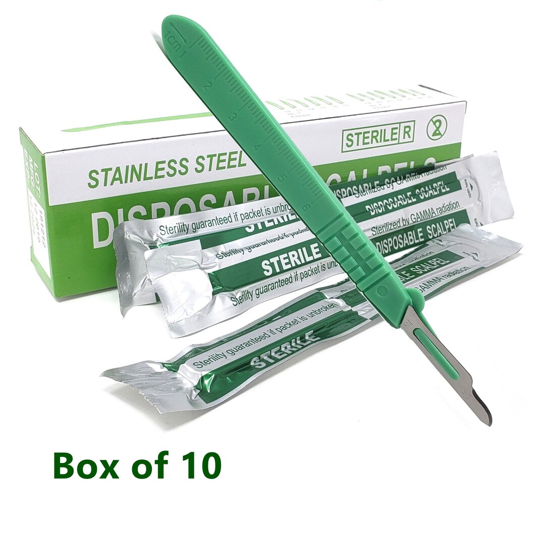 Box of 10 Pcs Disposable Scalpels 15 With Graduated Plastic - Etsy