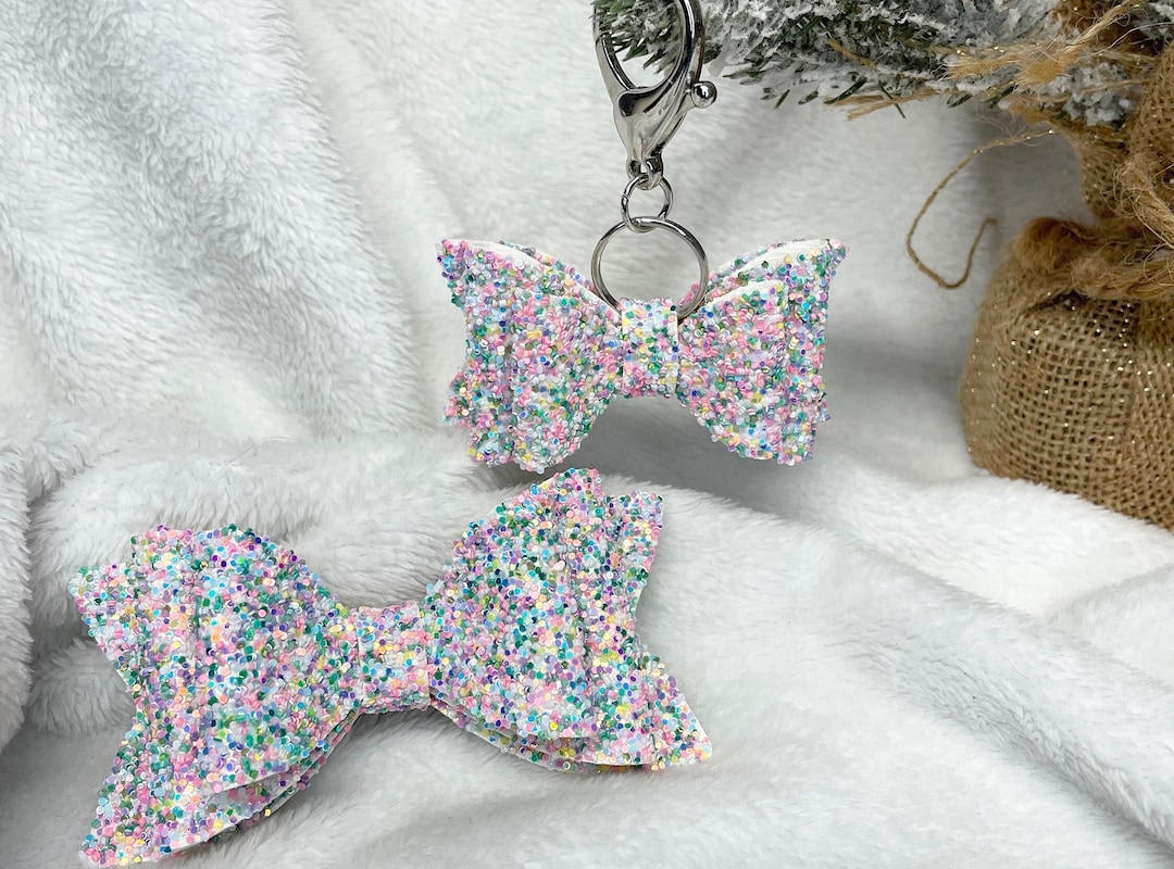 Cute Hair Bow Simple Bow Glitter Bow Hair Bow Keychain Cute Gift ...
