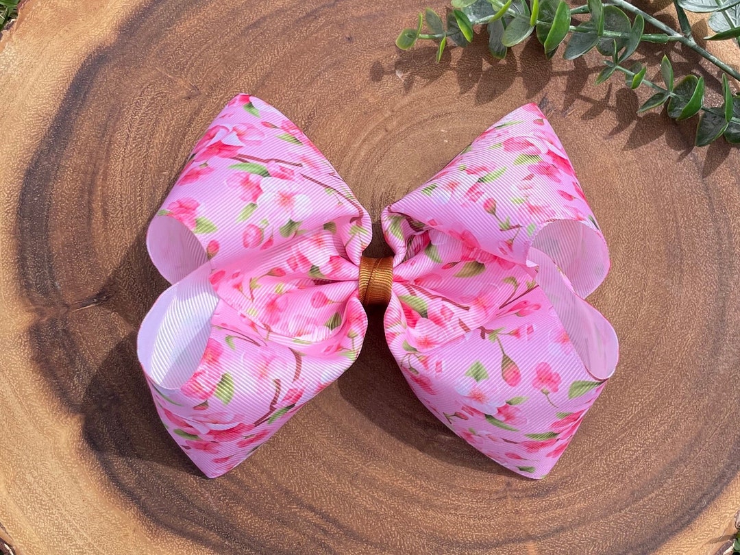 Cherry Blossom Bow Jumbo Bow Hair Bow Boutique Bow Big Bow Flowers Pink ...