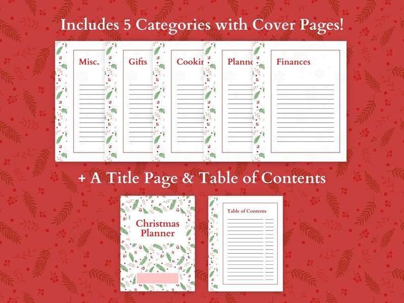 Canva Template 72 Page Printable Christmas Planner RED, Digital ...