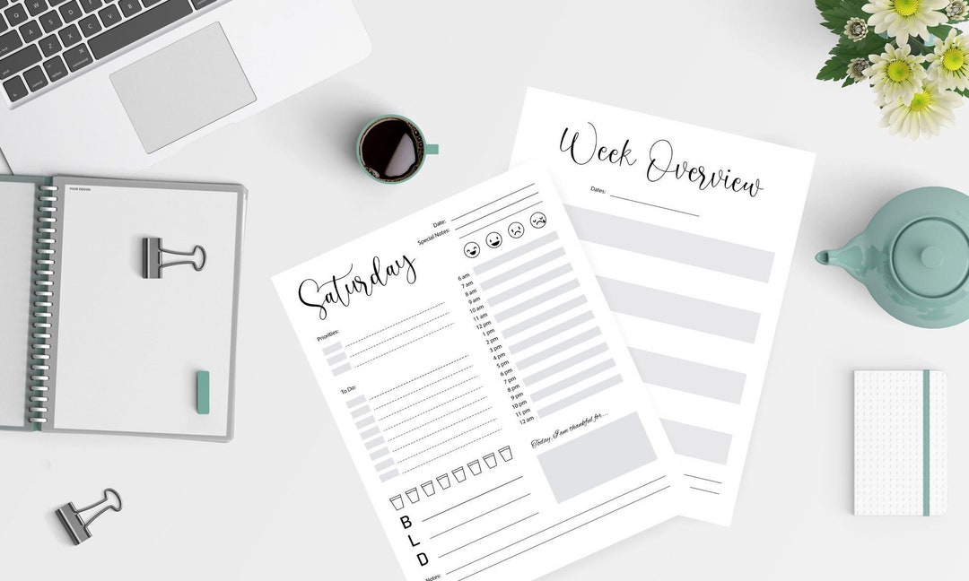 Daily Planner Printable Standard 8.5 X 11 Size 7-day Printables BONUS ...