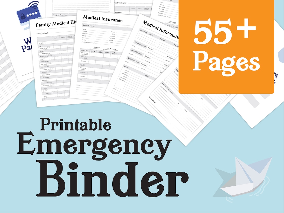 Emergency Binder Printable, in Case of Emergency Printable, Medical ...