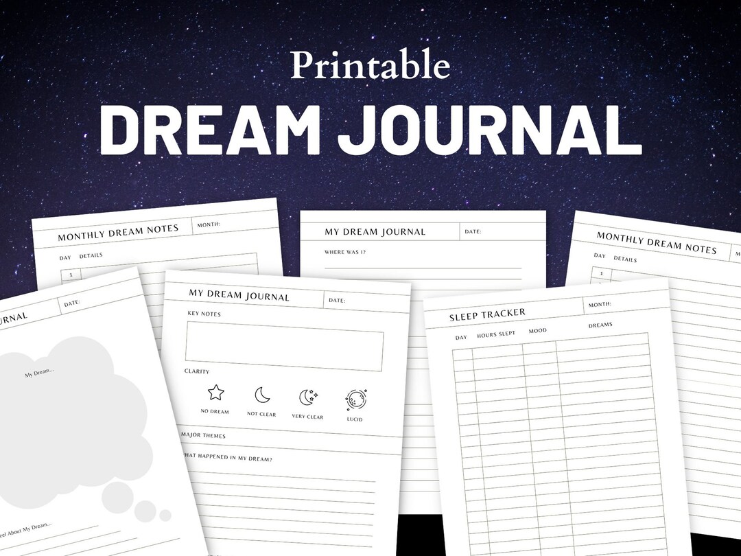Dream Journal Printable, Dream Diary Printable, Dream Tracker Printable ...