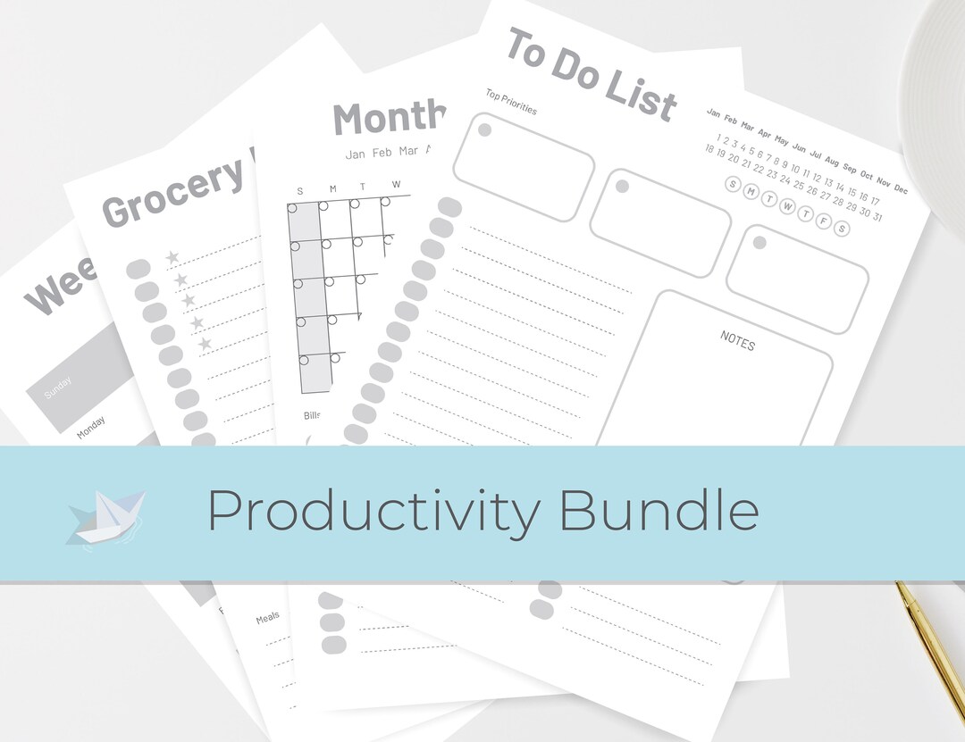 Productivity Bundle Printable 4-Page Bundle Including To-do - Etsy España