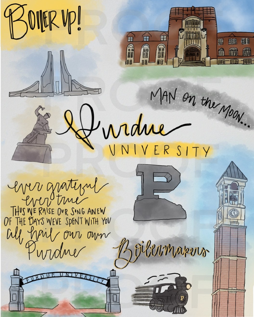 Purdue University Illustration | Print 8x10 - Etsy