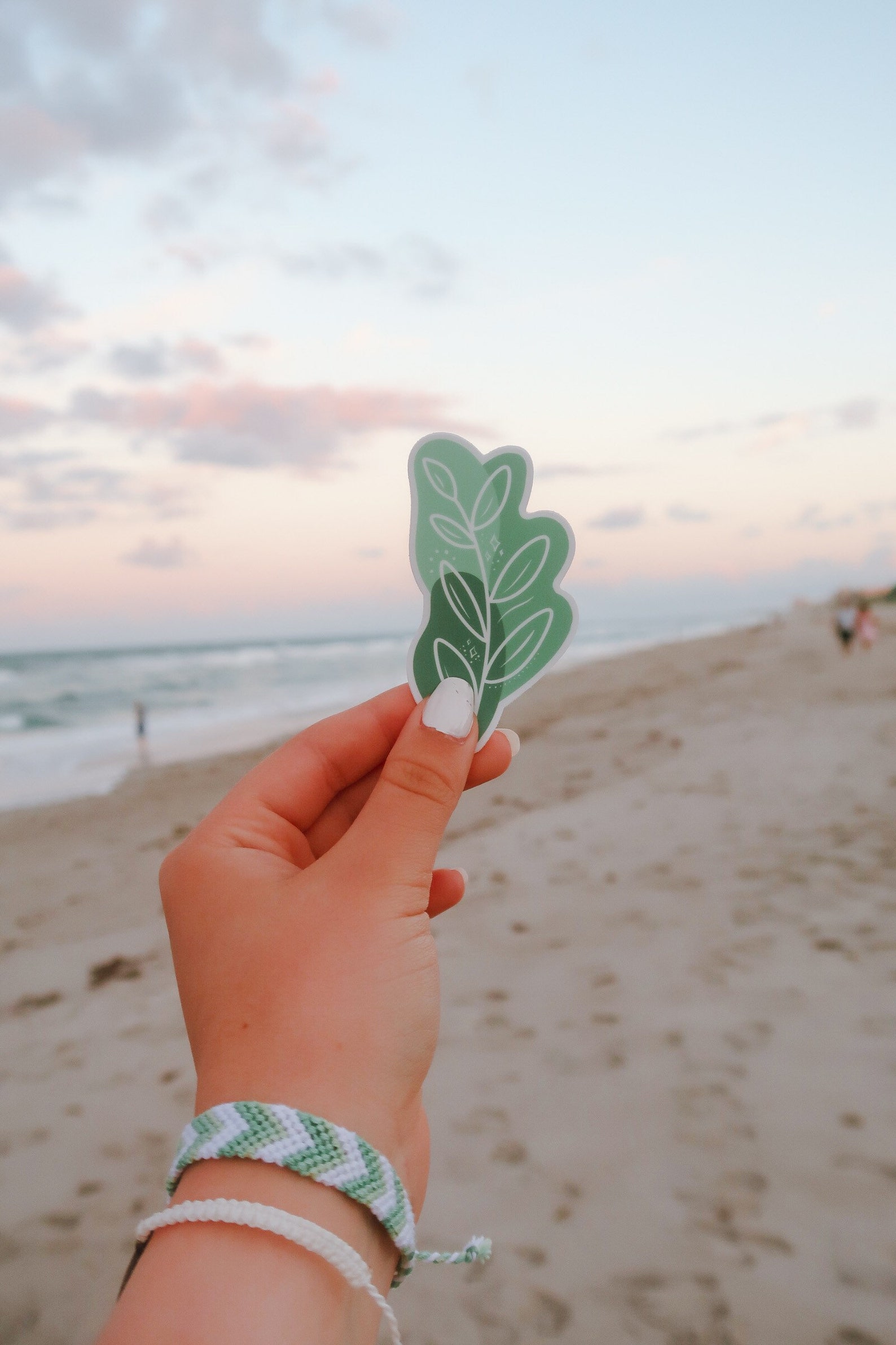 Aesthetic Green Plant Doodle Waterproof Sticker - Cute Abstract ...