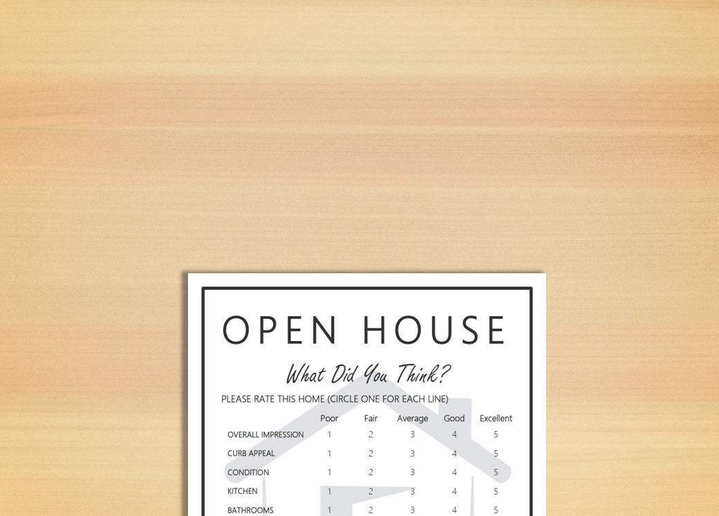 Printable Open House Feedback Form: Realtor Marketing (PDF) - Etsy
