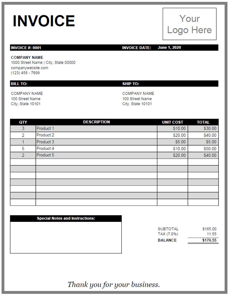 Free quick invoice template - naturesubtitle