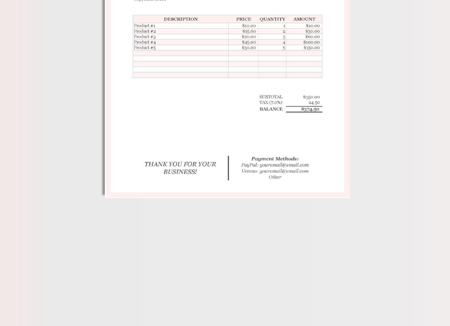 Pink Invoice Template: Business Spreadsheet for Excel (download) - Etsy