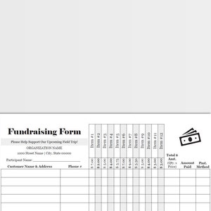 Fundraising Form: Fillable PDF Sales Tracker (digital Download) - Etsy