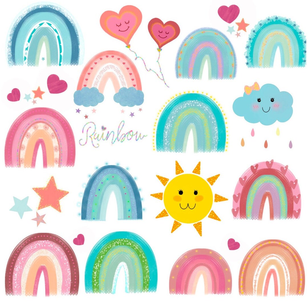 Rainbow Sun Clipart, Clipart Cloud, Summer Clip Art, Spring Clipart ...