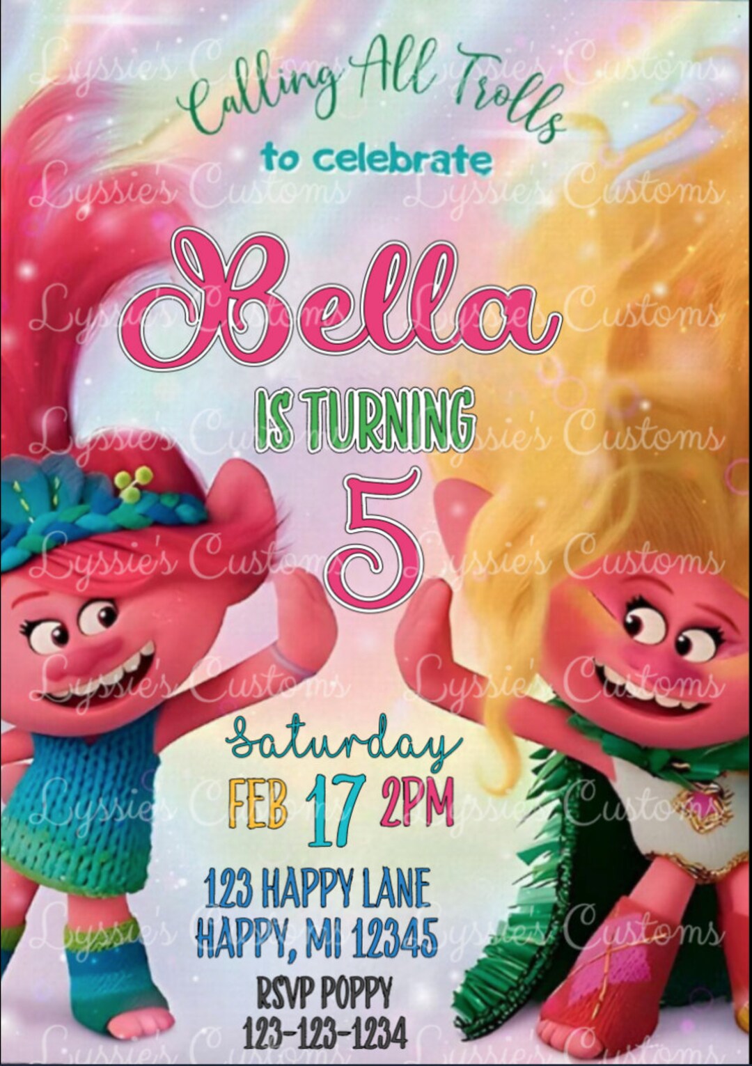Trolls Invitation - Etsy