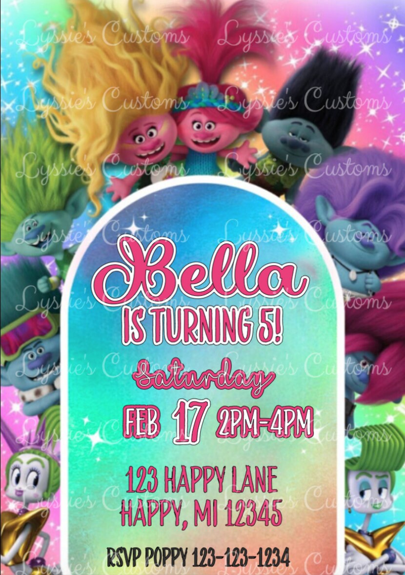 Trolls Invitation - Etsy