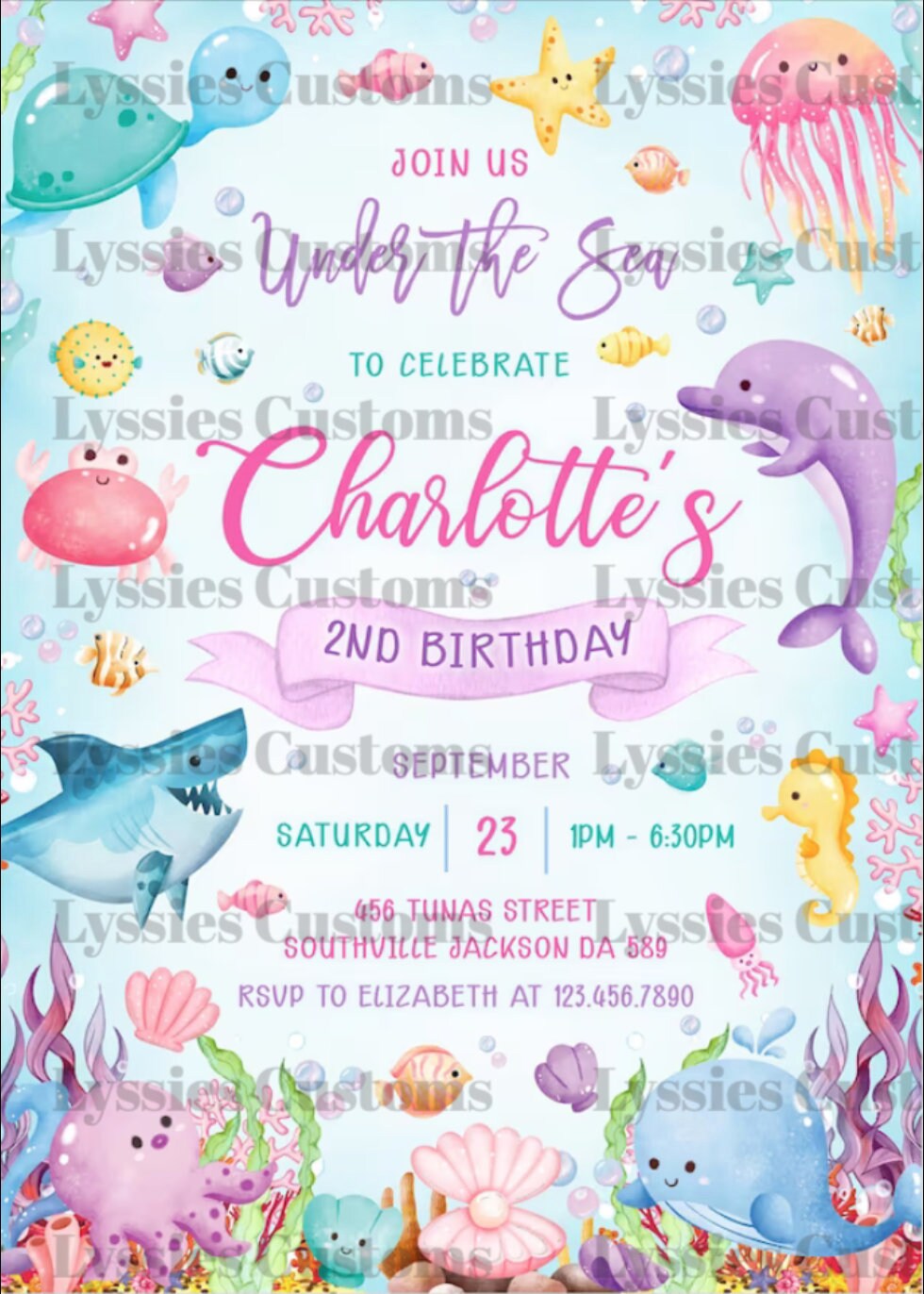 Sea Creature Invitation - Etsy