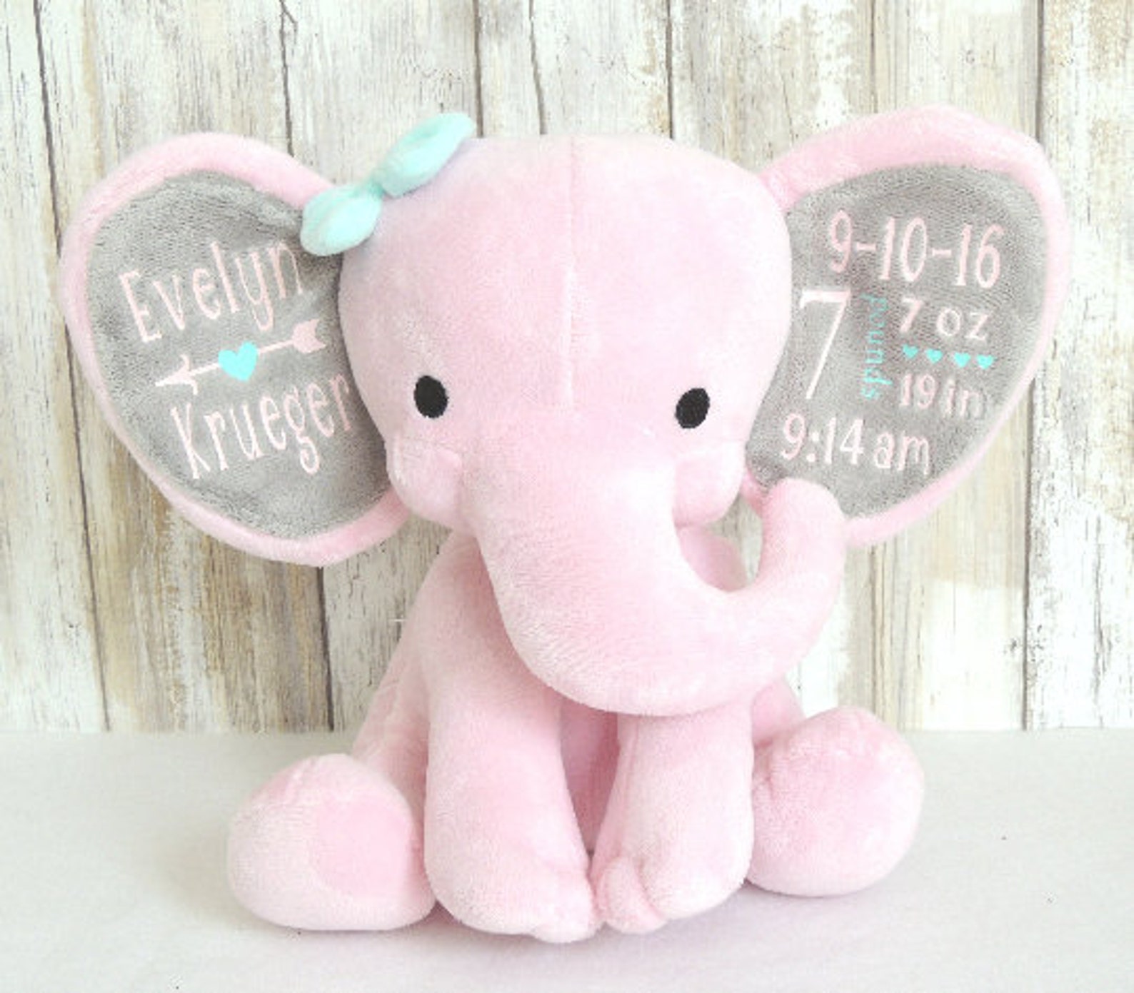 Baby Girl Birth Stat Elephant Birth Announcement Elephant | Etsy