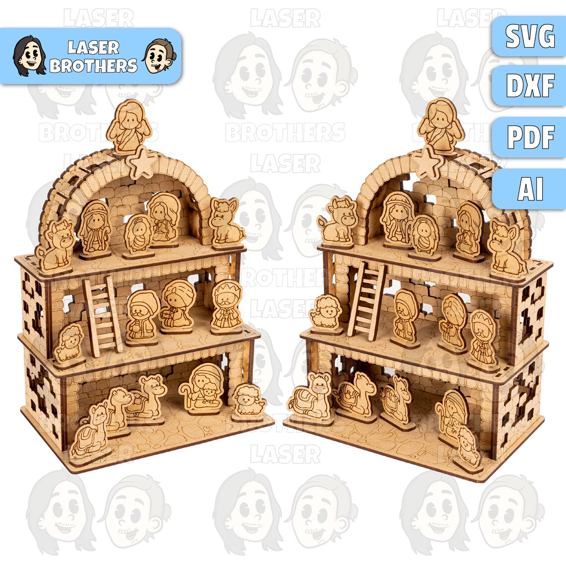 Nativity Scene, Laser Cut Files Christmas Gift, Glowforge Files, DXF ...