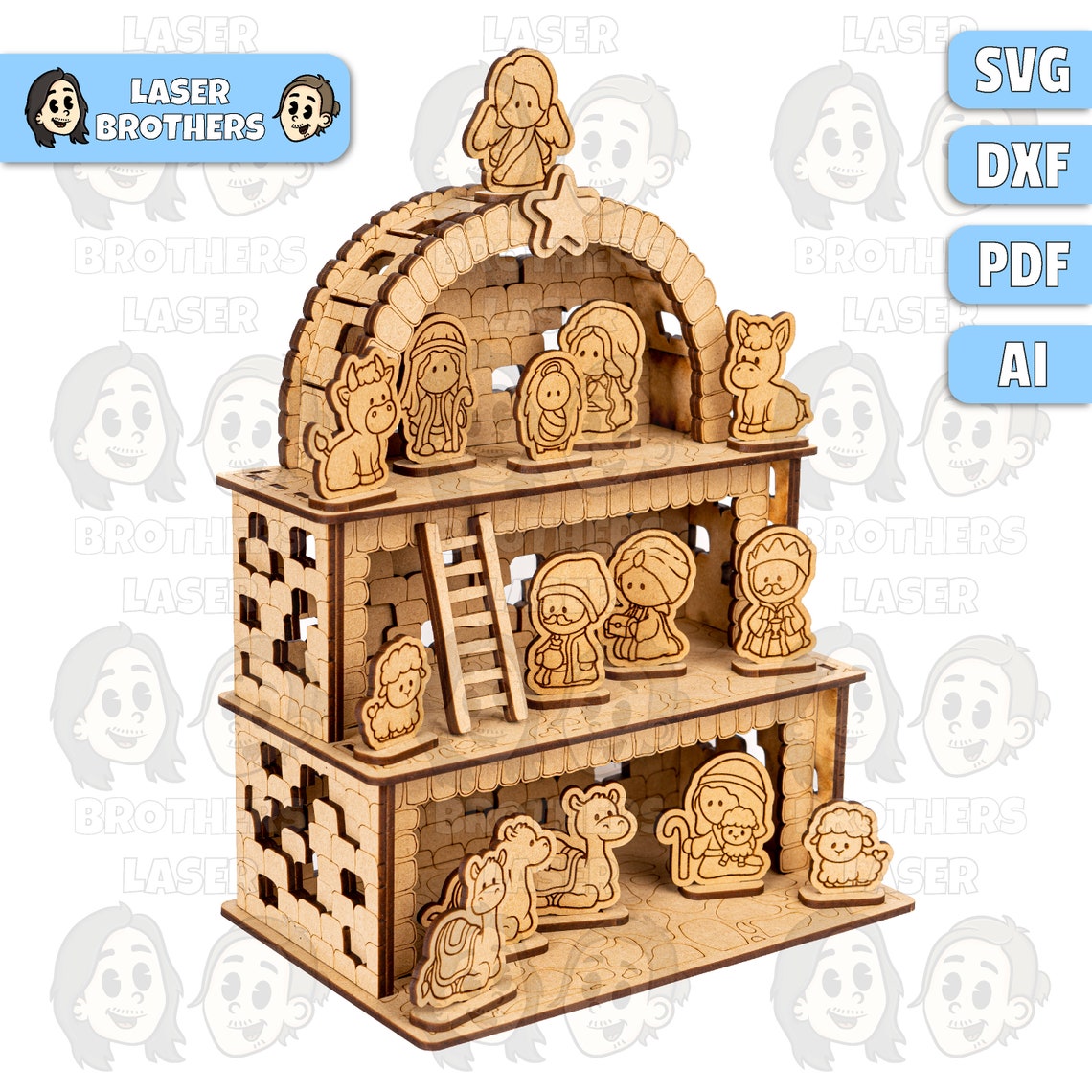 Nativity Scene, Laser Cut Files Christmas Gift, Glowforge Files, DXF ...