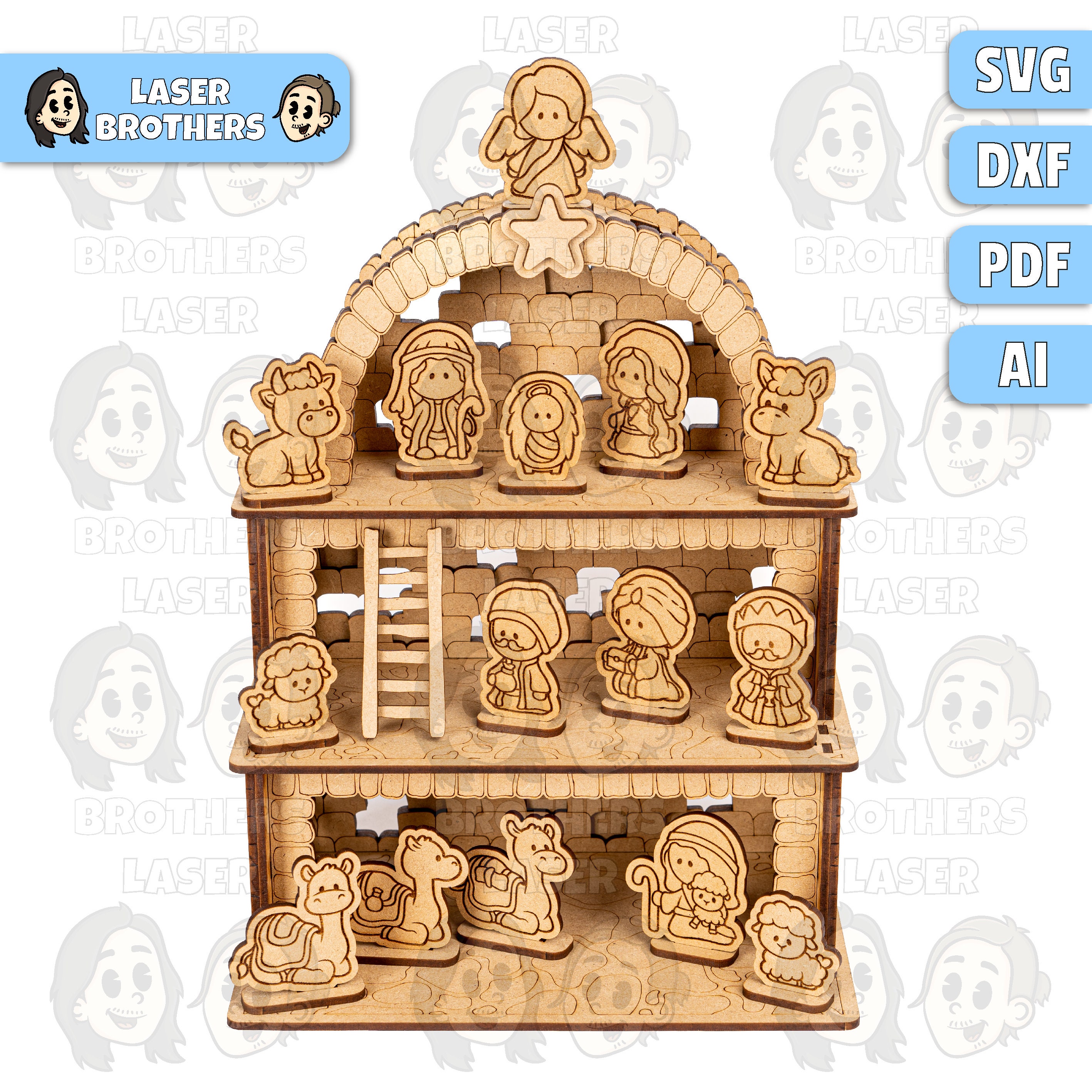 Nativity Scene, Laser Cut Files Christmas Gift, Glowforge Files, DXF ...