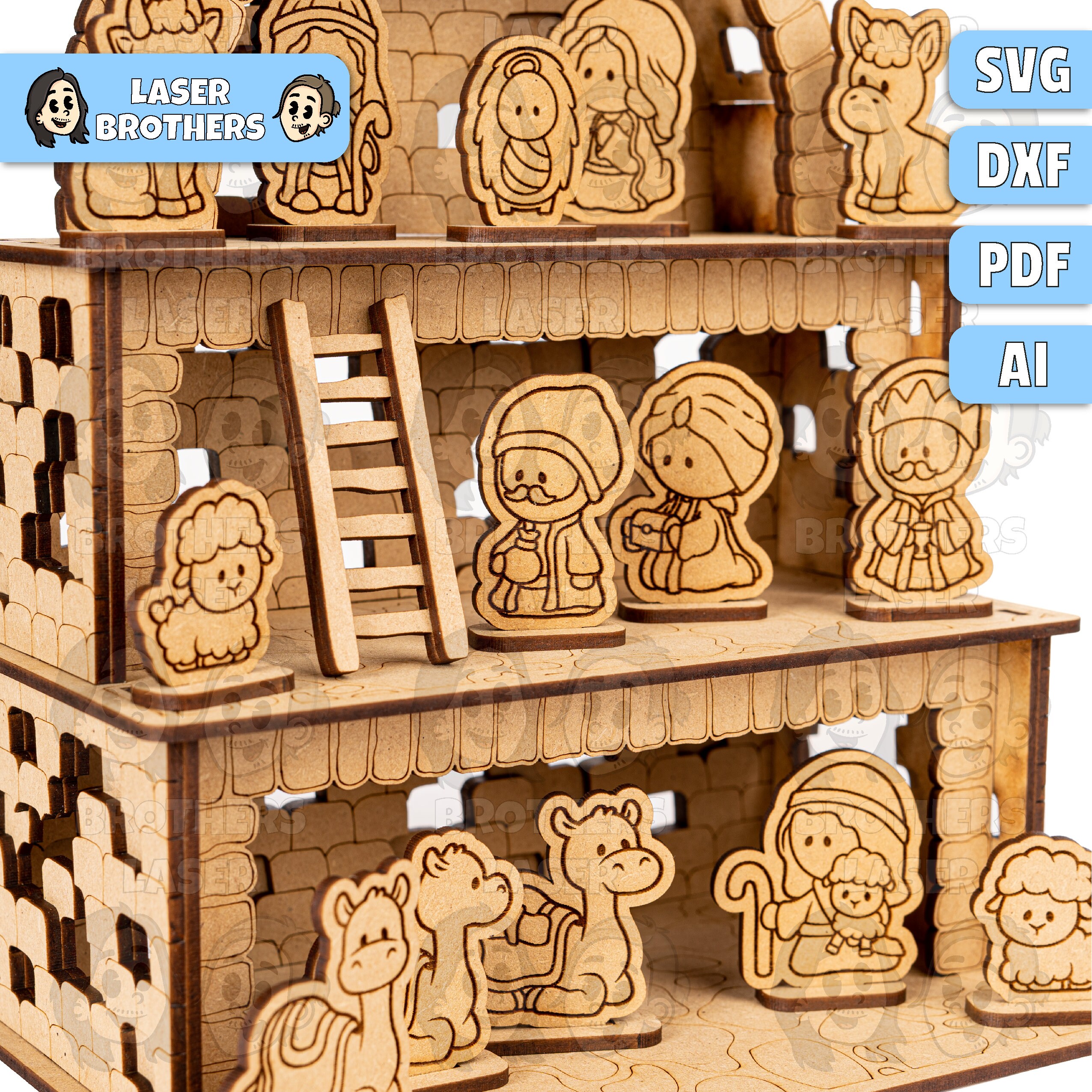 Nativity Scene, Laser Cut Files Christmas Gift, Glowforge Files, DXF ...