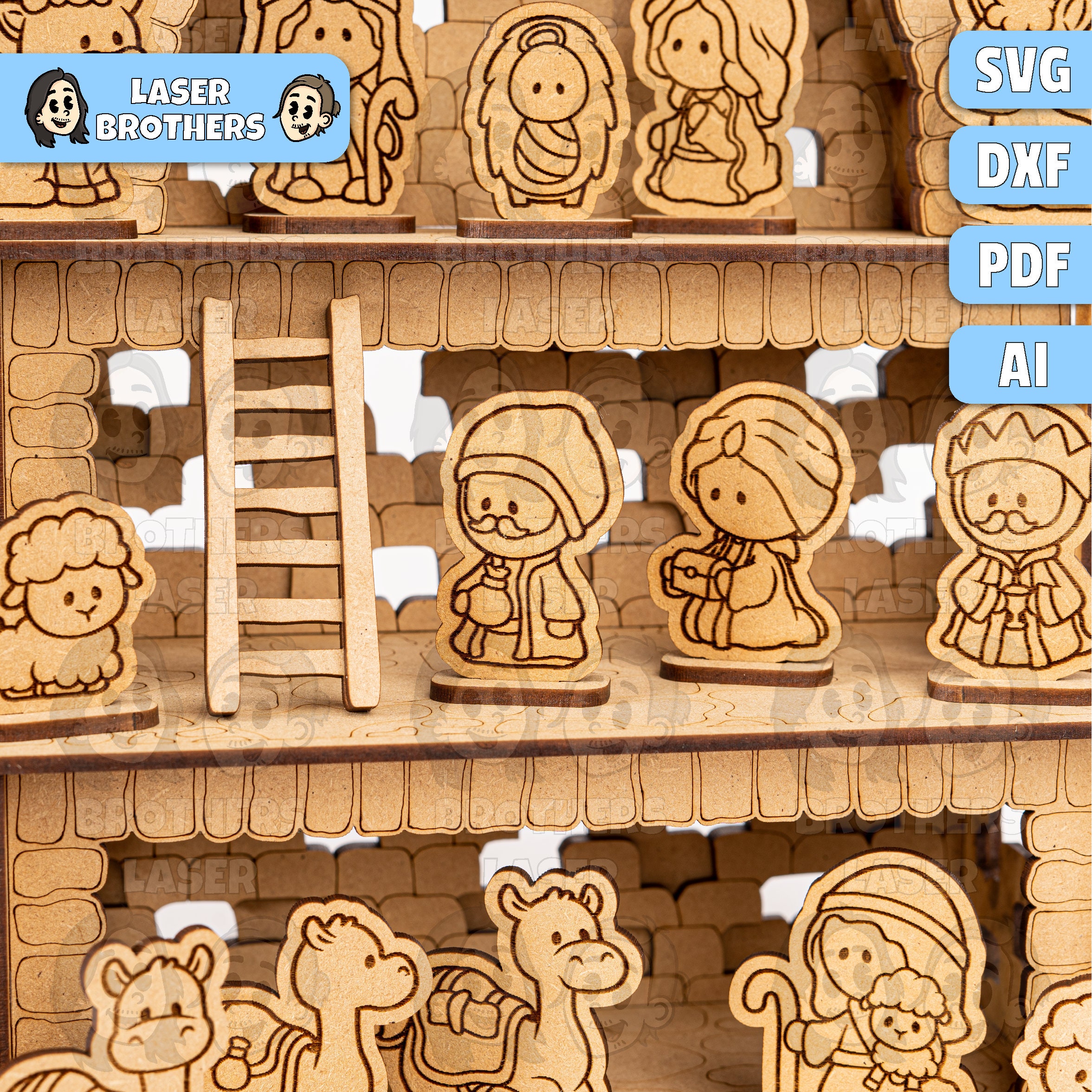 Nativity Scene, Laser Cut Files Christmas Gift, Glowforge Files, DXF ...