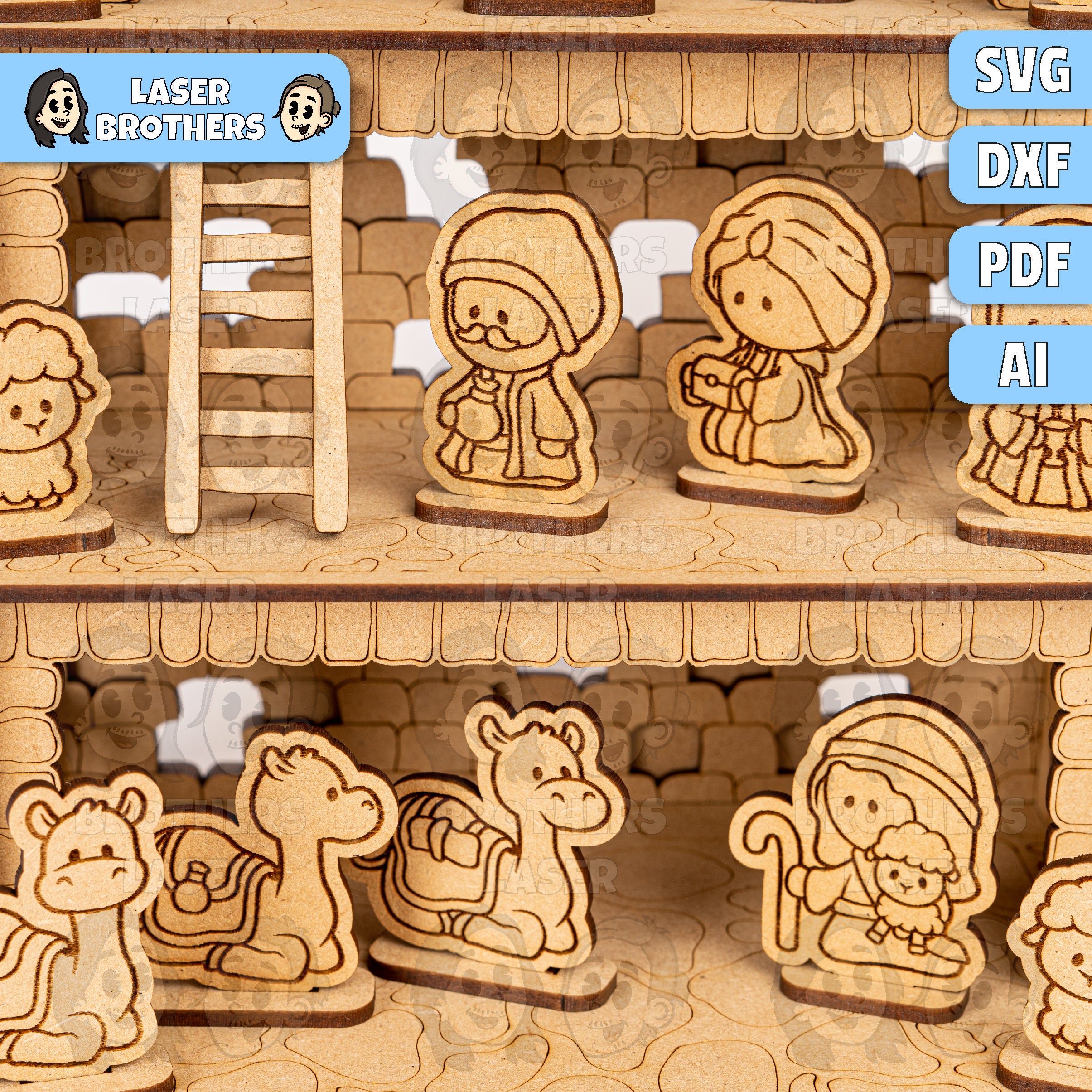 Nativity Scene, Laser Cut Files Christmas Gift, Glowforge Files, DXF ...