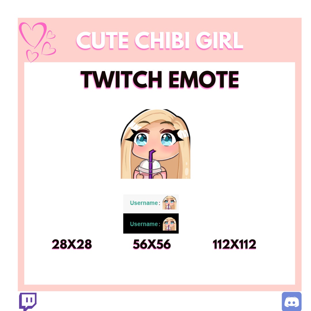 Cute Chibi Girl Twitch Emote Sip / Sipping Blonde Hair Blue Eyes Girl ...