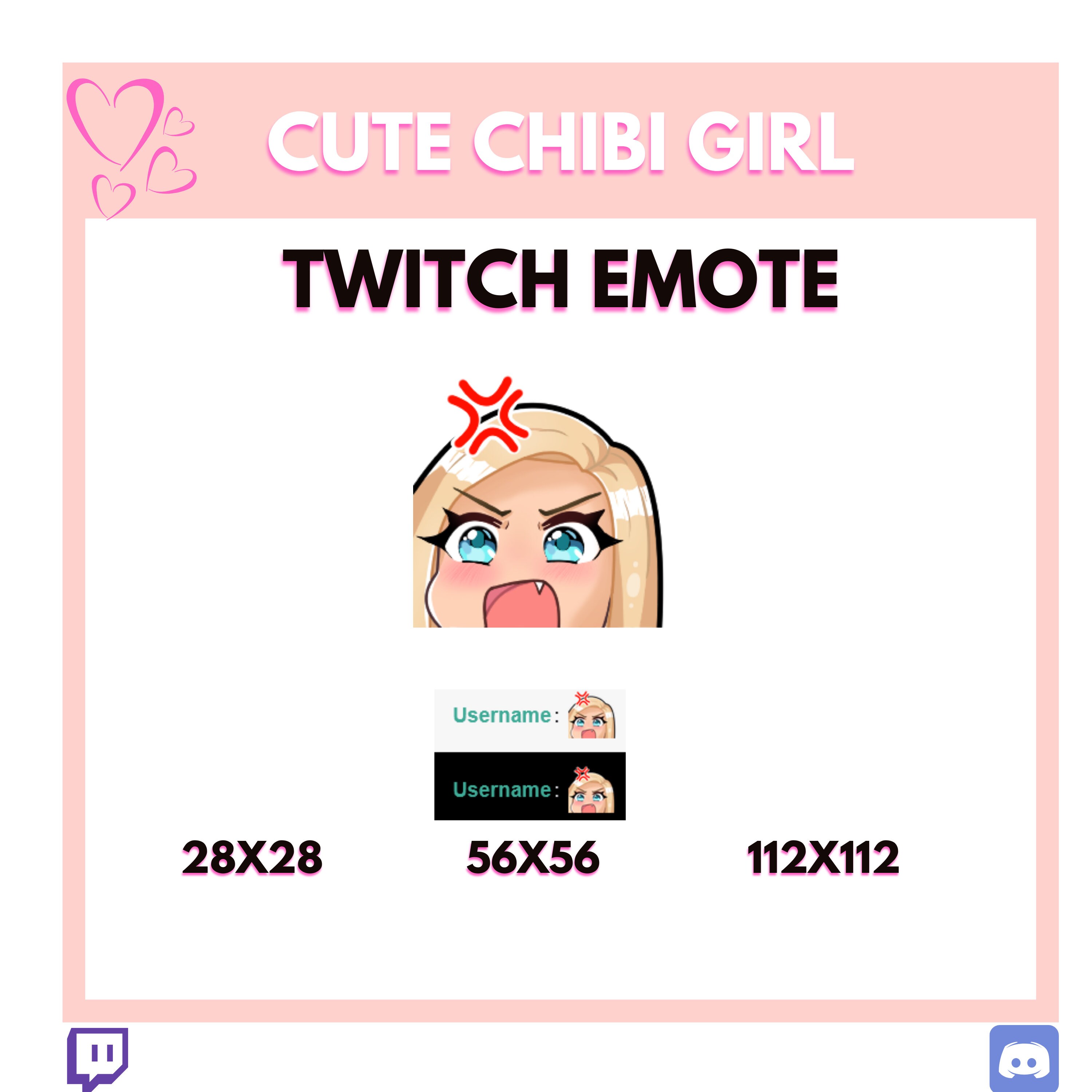 Cute Chibi Girl Twitch Emote Ree/rage Blonde Hair Blue Eyes Girl - Etsy