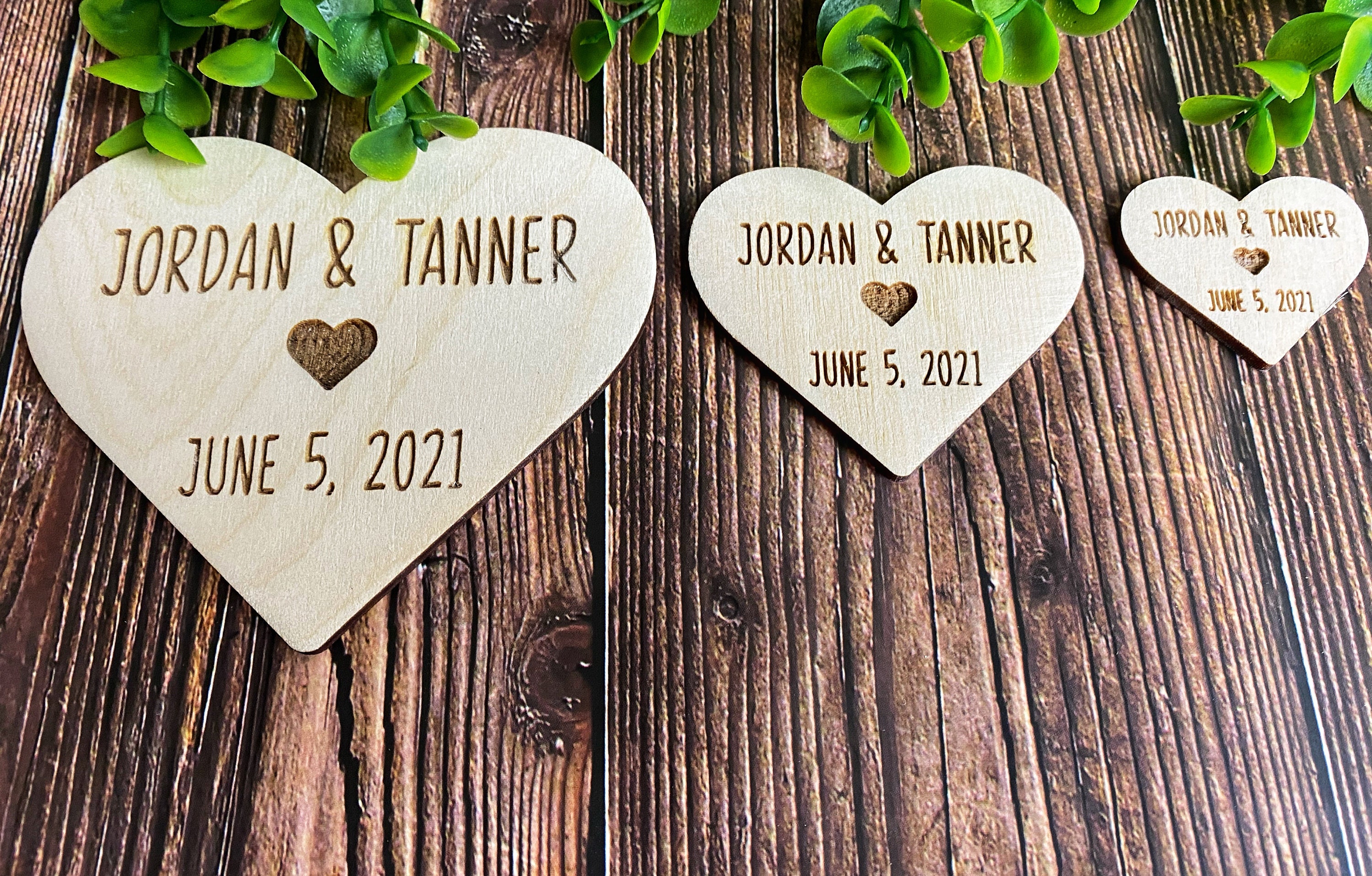 Personalized Wooden Wedding Heart Favors | Etsy