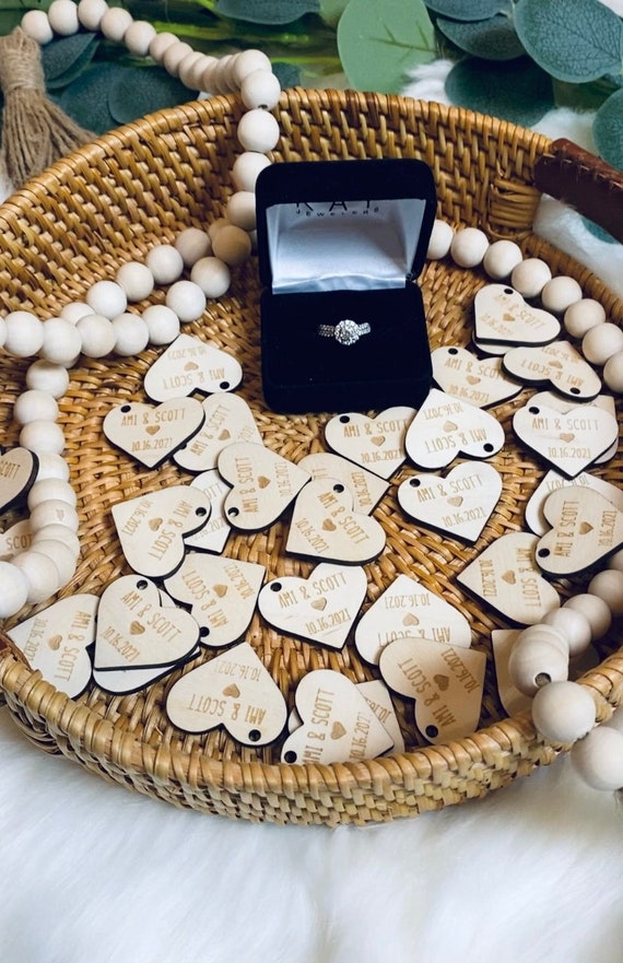 Personalized Wooden Wedding Heart Favors - Etsy