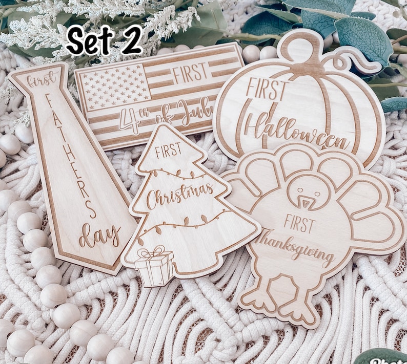 My First Holidays wooden Milestone Cutouts Newborn - Etsy