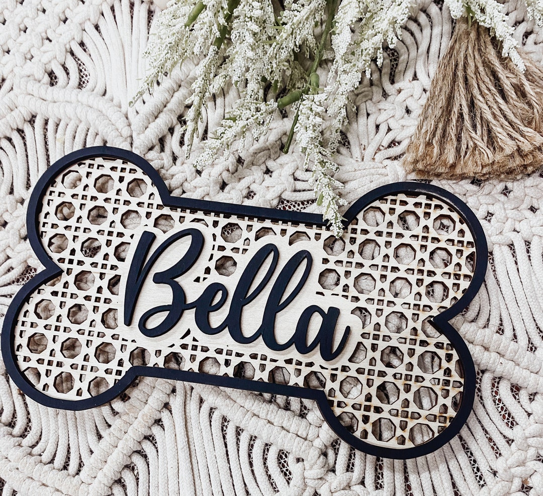 Personalized Rattan Pet Sign| Personalized Dog Mom Gift | Custom Rattan ...