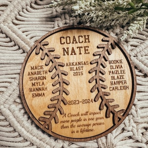 Personalized Baseball Coach Gift: Engraved Wooden Team Plaque - Etsy