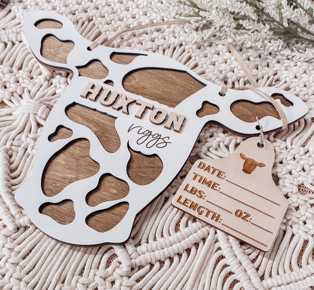 Personalized Cow Head Hospital Sign | Baby Name Announcement| Cow Theme ...