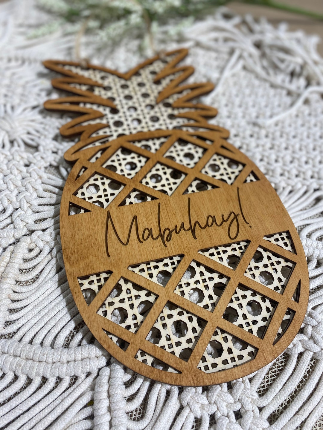 Personalized Rattan Pineapple Desk Plaque | Personalized Teacher Door ...