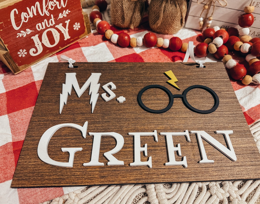 Personalized Wizard Teacher Door Sign: Walnut Wood, 3D Décor - Etsy